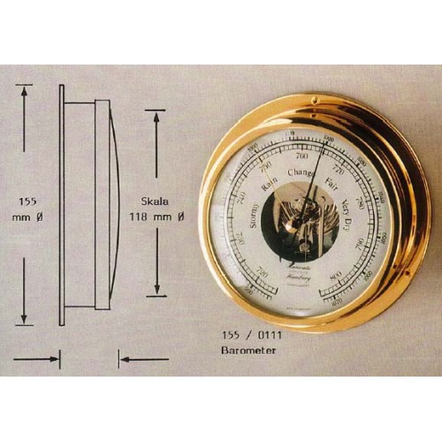 HANSEATIC, P/N: 155/0111 BAROMETER, brass, 5" dial