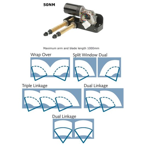 HEPWORTH MARINE WIPER, MODEL: 50NM, 24V, EXTENDED LINER, COMPLETE