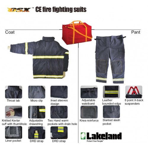 LAKELAND OSX1000 CE FIRE FIGHTING SUITS, NAVY BLUE, SIZE: M